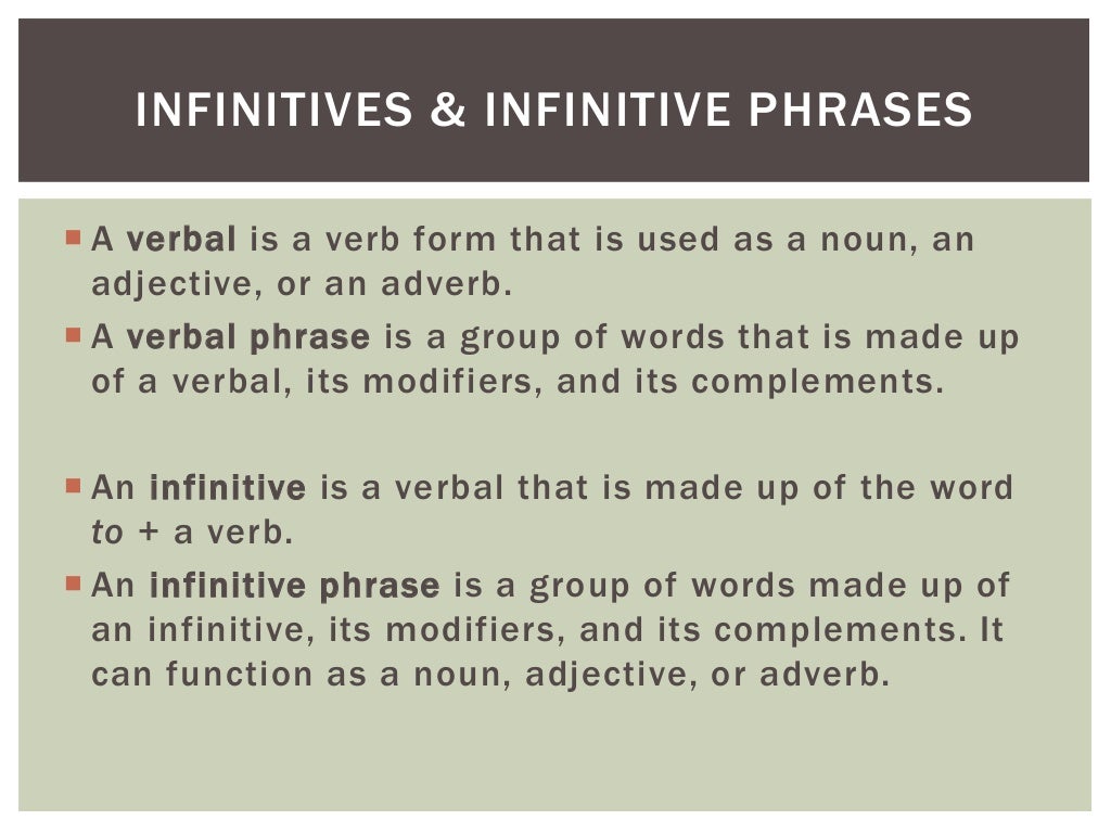 Verbal & verbal phrases