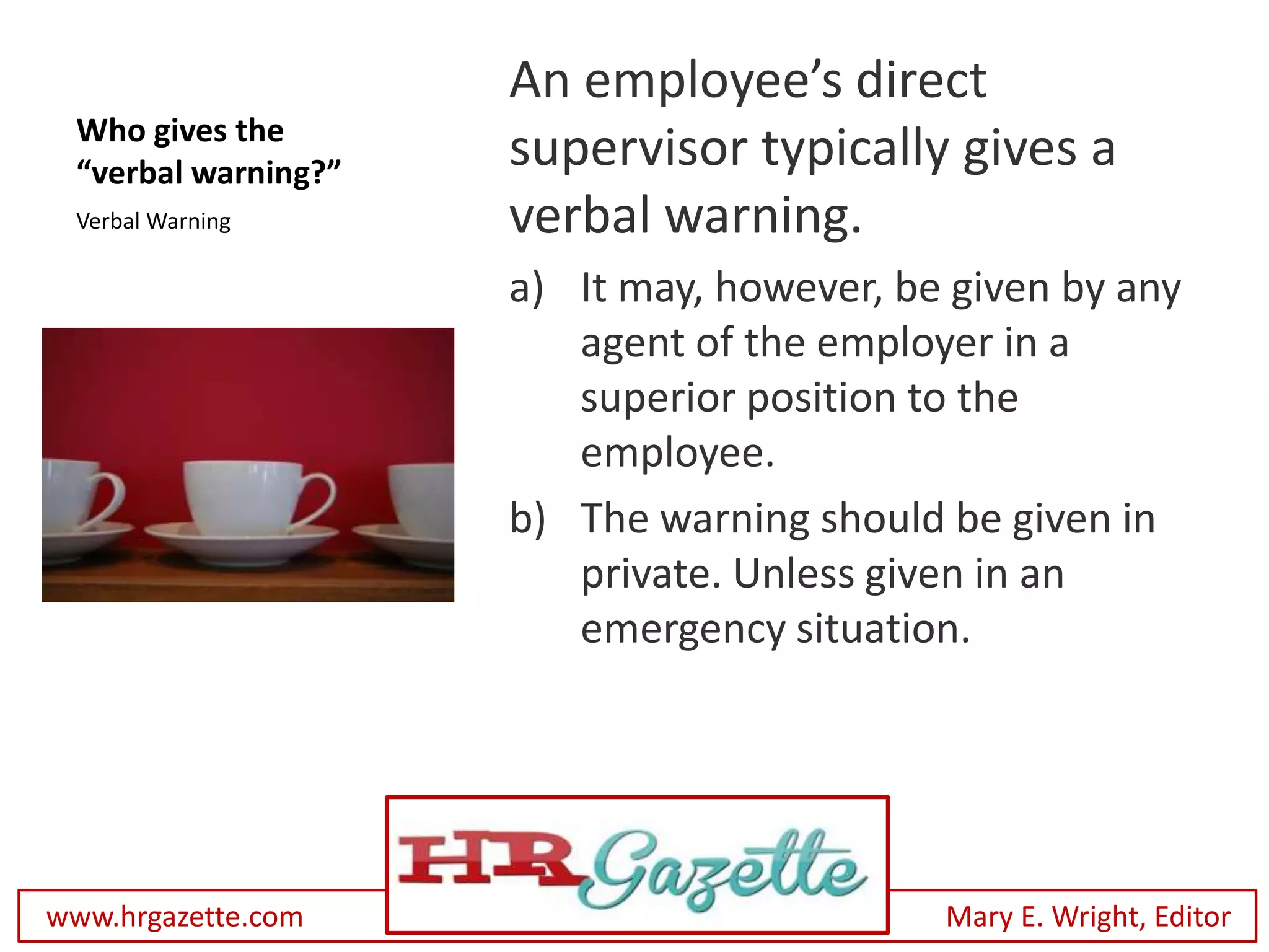 How to Deliver a Verbal Warning to an Employee (Plus Talking Points) | PPTX