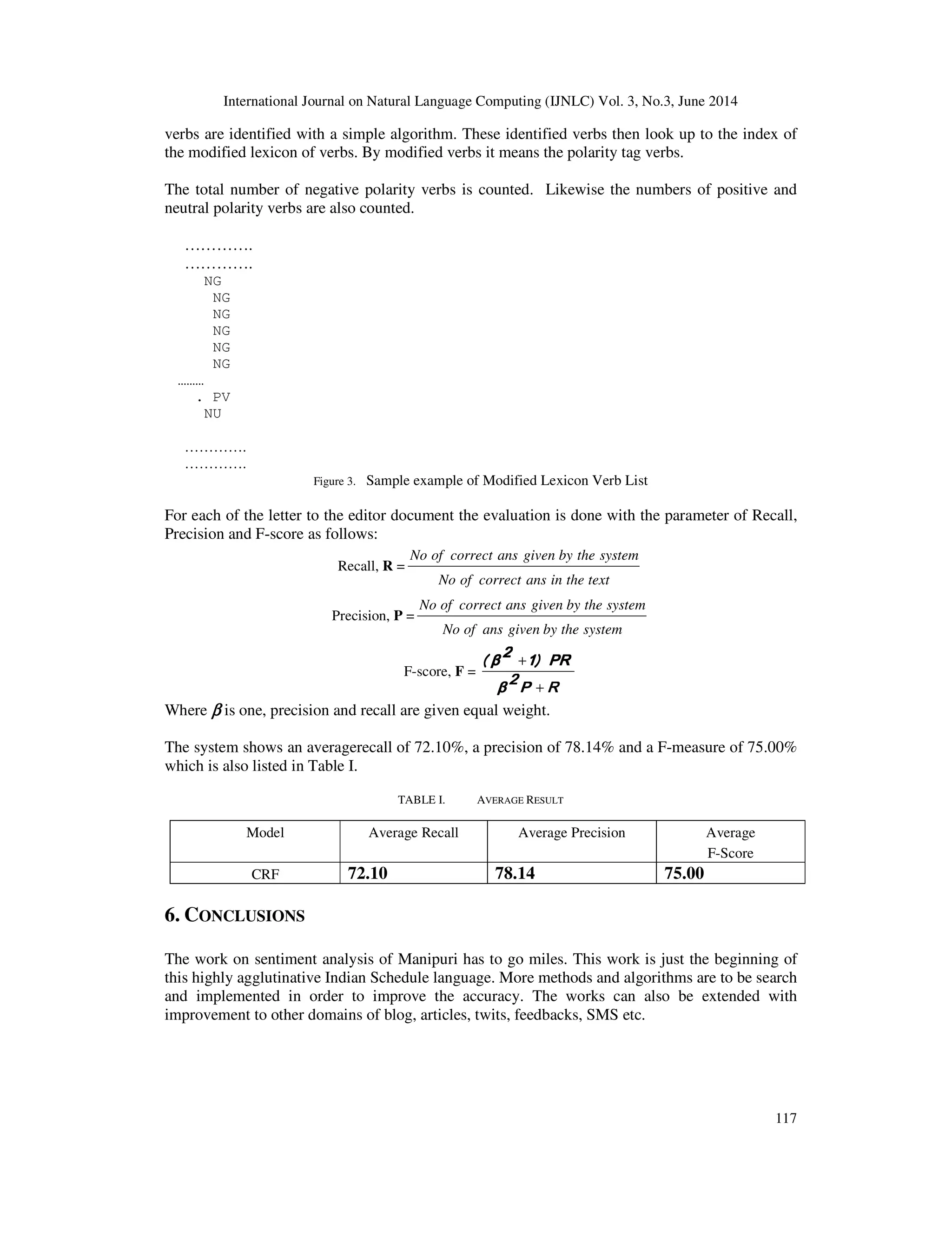 Verb based manipuri sentiment analysis | PDF