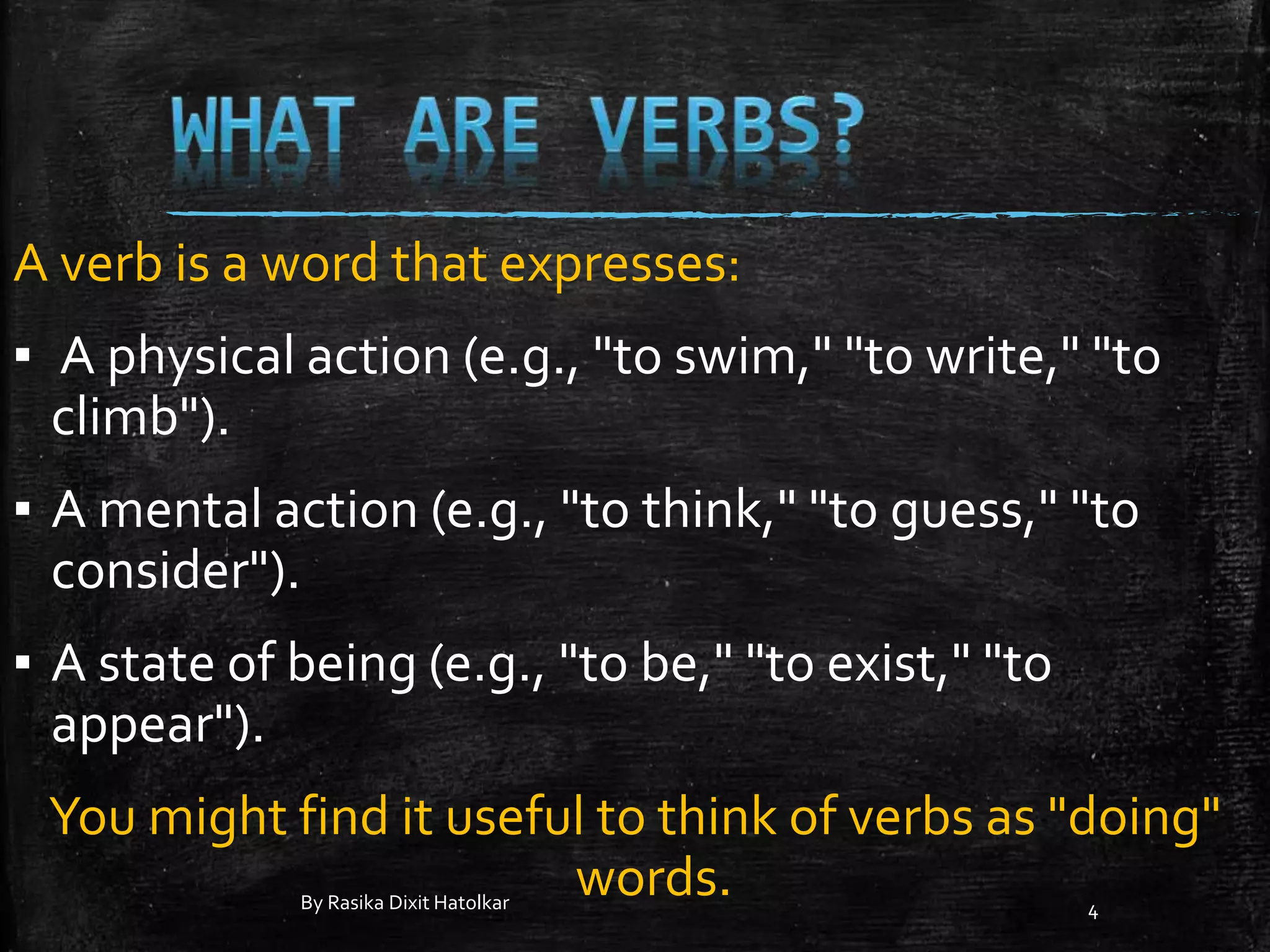 Verb by rasika dixit hatolkar | PPTX
