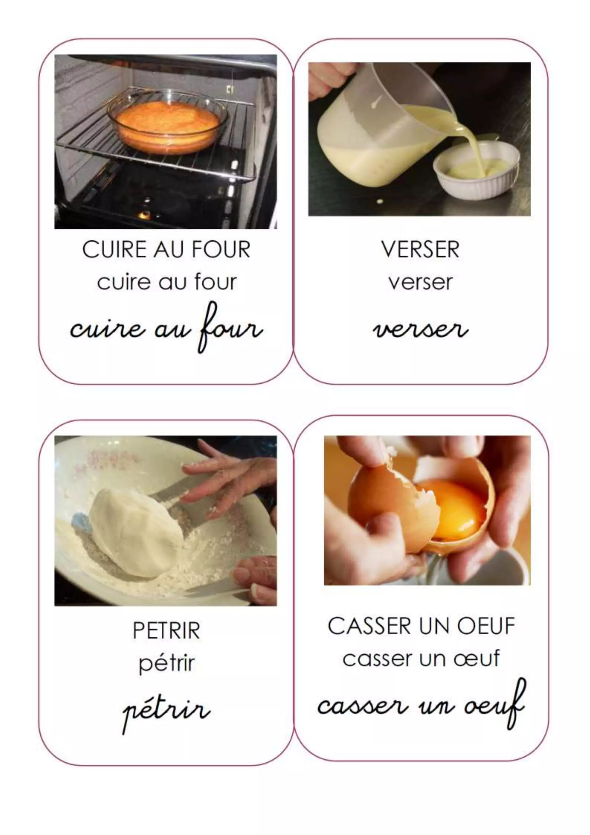 Verbes action cuisine | PDF