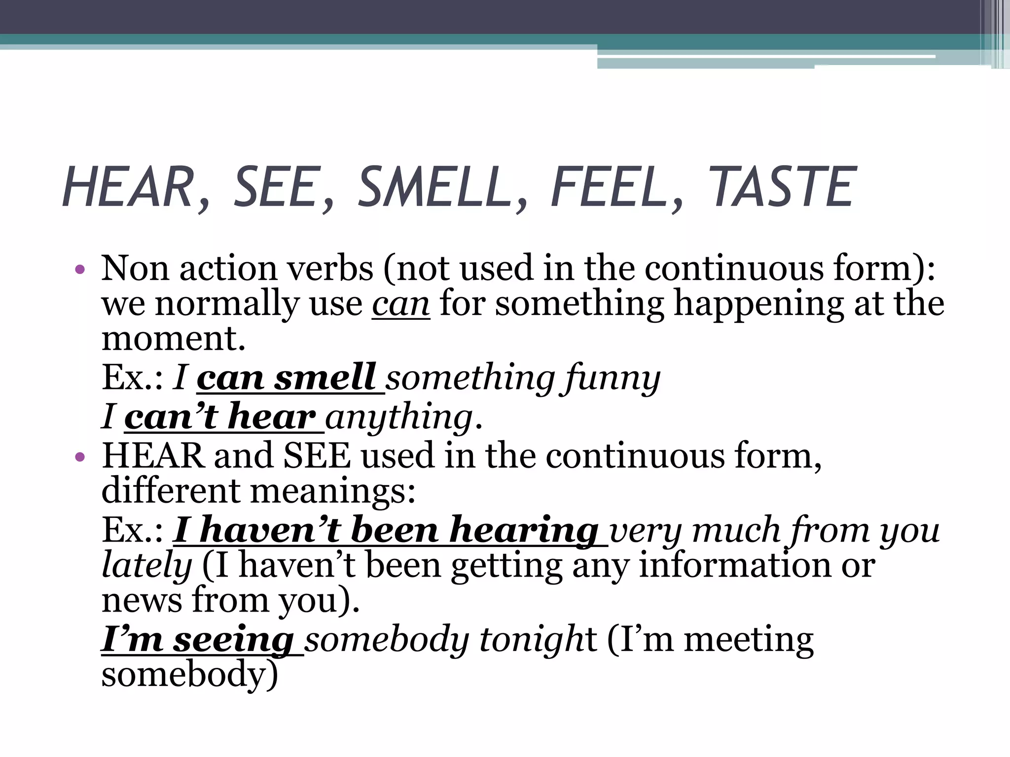 Verbes of the senses | PPT