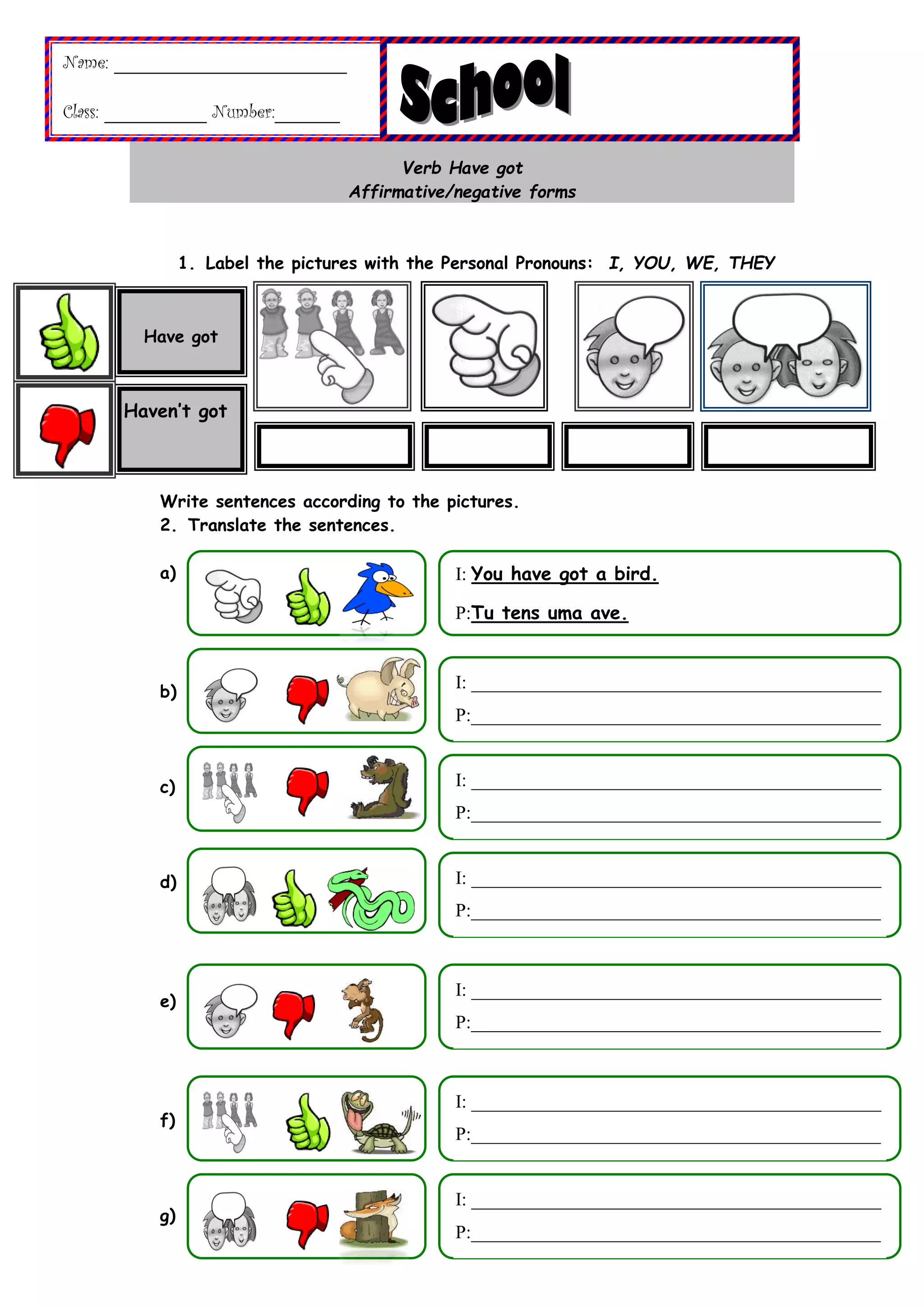 Verb have got - affirmative and negative forms | PDF
