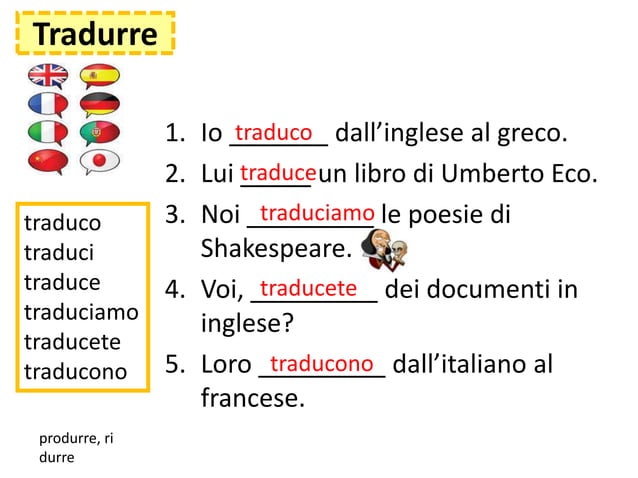 Verbi irregolari al presente indicativo con esercizi | PPT