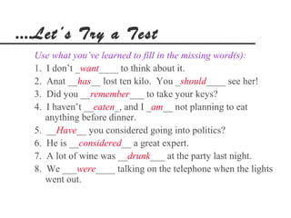 Verb in english overview | PPT