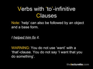 Verbs with 'To'-infinitive Clauses | PPT