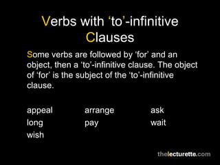 Verbs with 'To'-infinitive Clauses | PPT