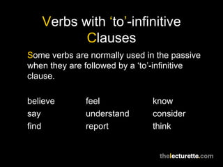 Verbs with 'To'-infinitive Clauses | PPT