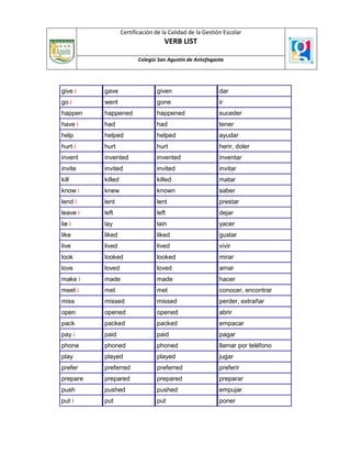 Verb list | DOCX
