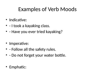 Verb mood lesson 3 types for middle school ela | PPTX