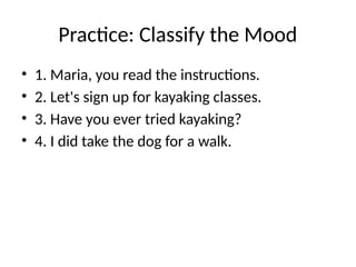 Verb mood lesson 3 types for middle school ela | PPTX