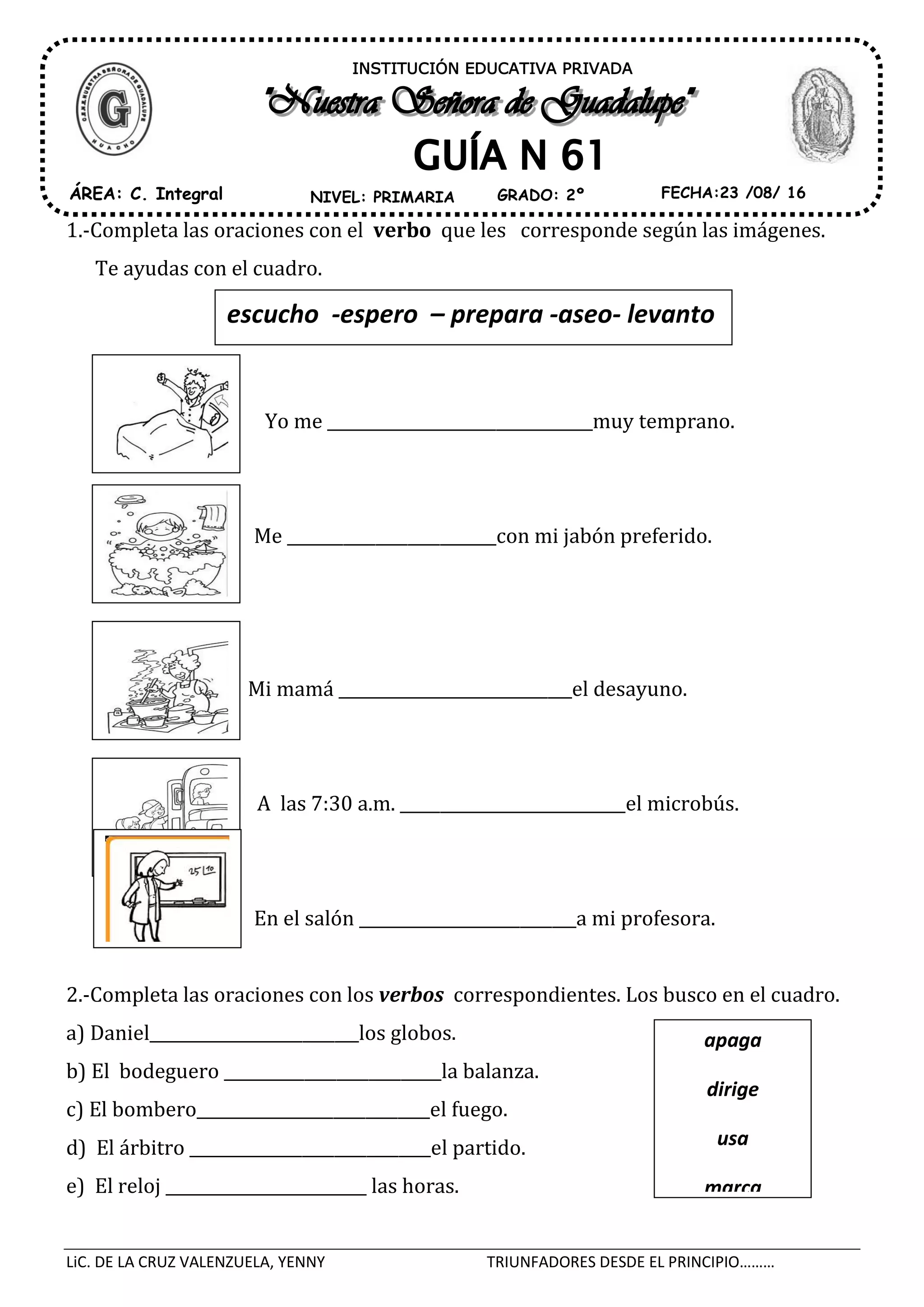Verbo en oraciones práctica | PDF
