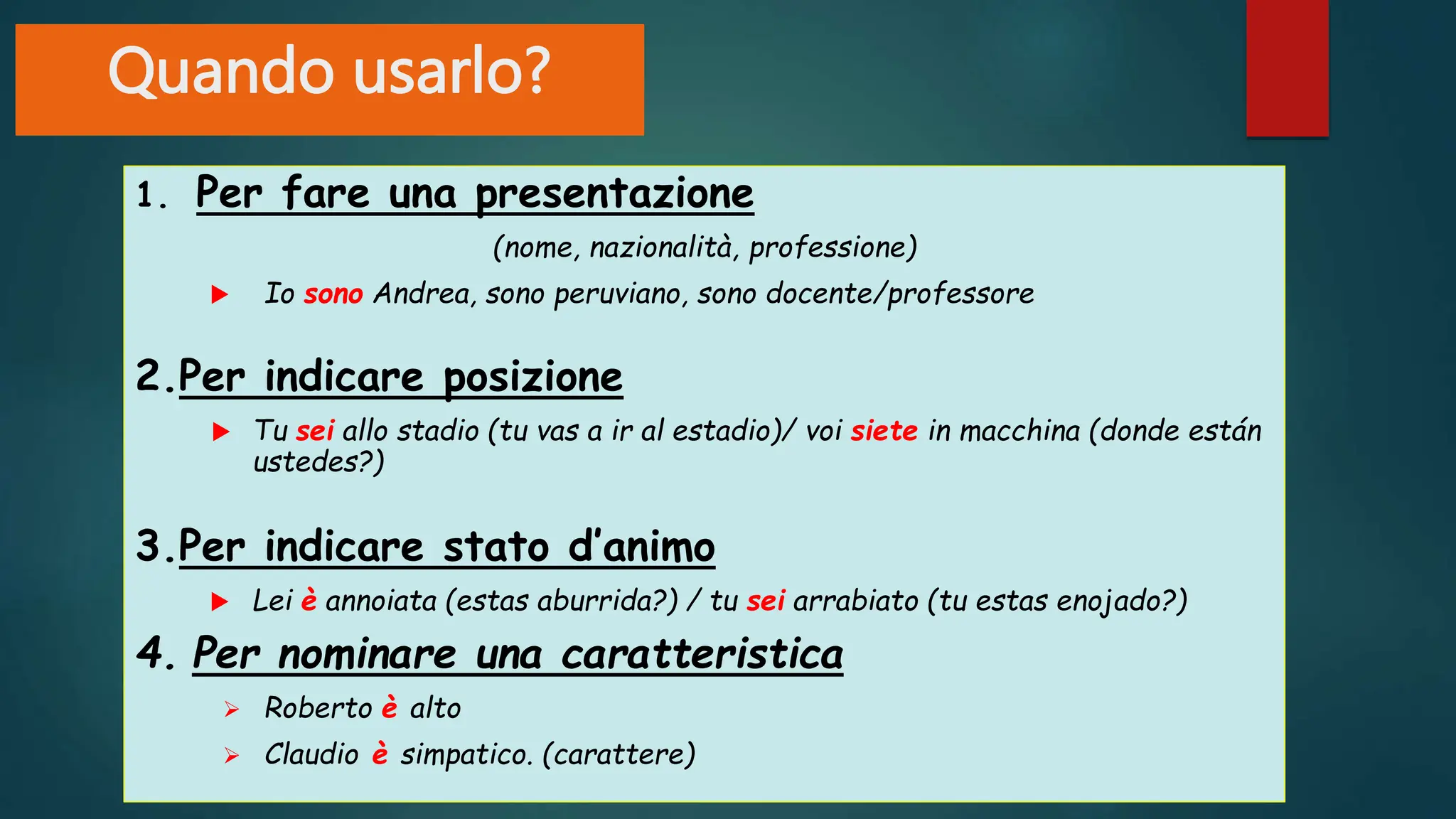 Verbo essere. ITALIANO BÁSICO - PROGETTO 1 | PPTX