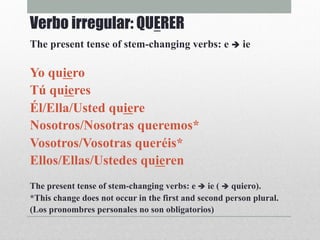 Verbo irregular QUERER | PDF