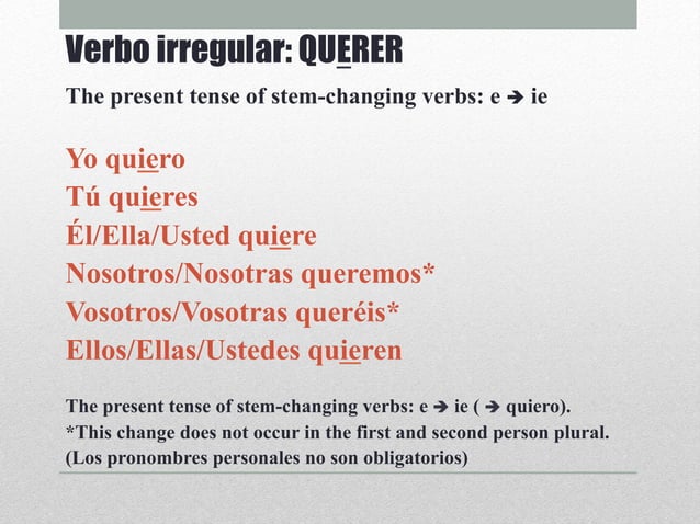 Verbo irregular QUERER | PPT