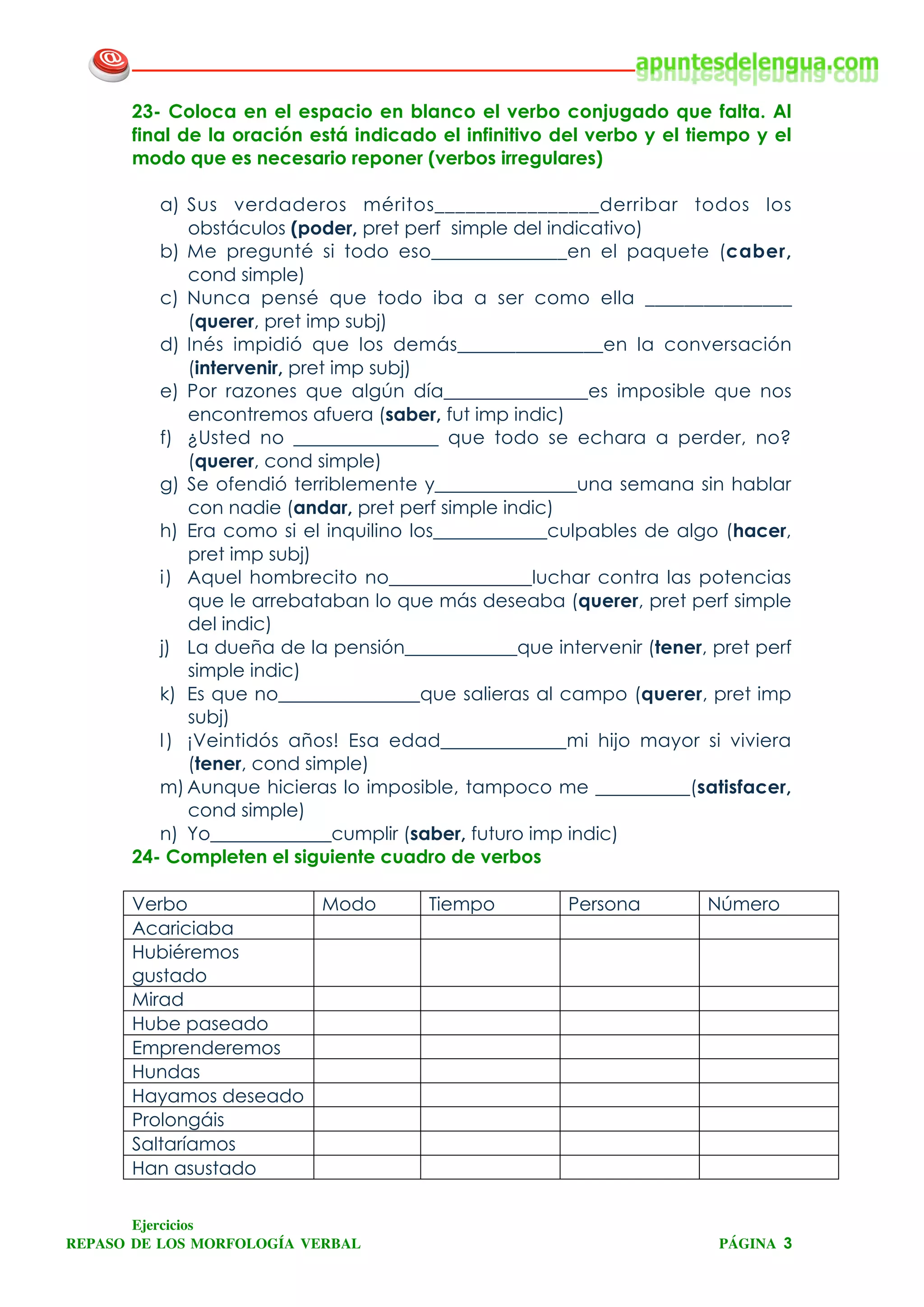 Verbos ficha03 | PDF