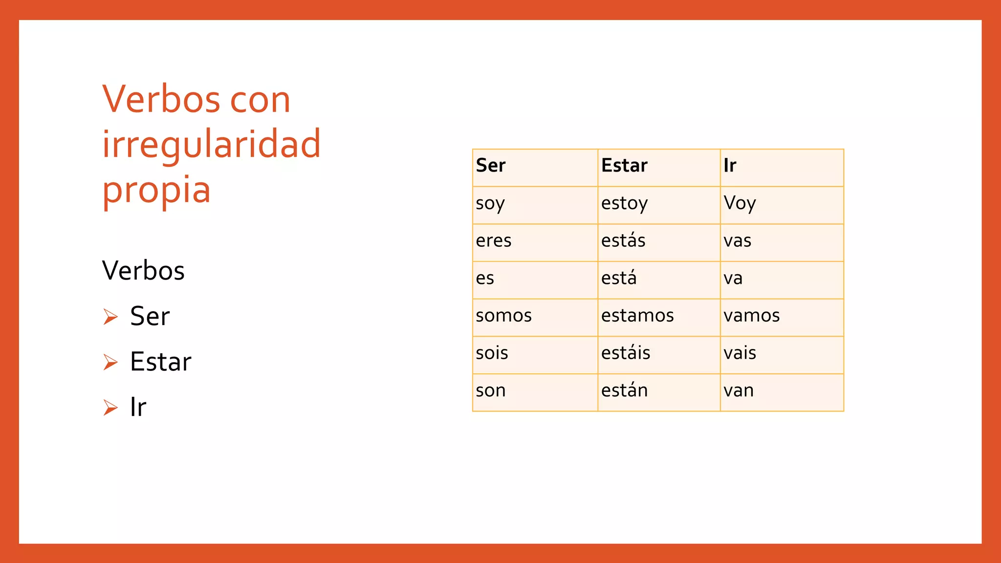 Verbos irregulares en presente de indicativo | PPTX