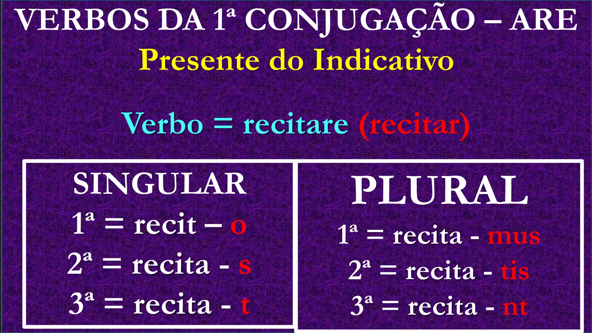 Verbos 1ª Conjugação Presente Do Indicativopptx