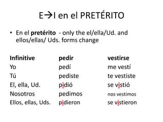 Verbos con el cambio e-->i, | PPTX