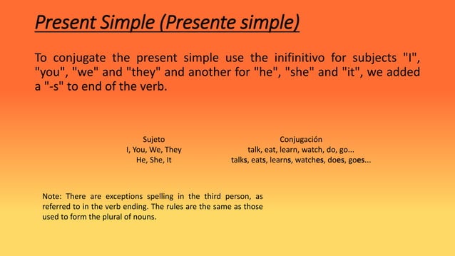 Verbos de presente Simple, Pasp y Futuro | PPTX