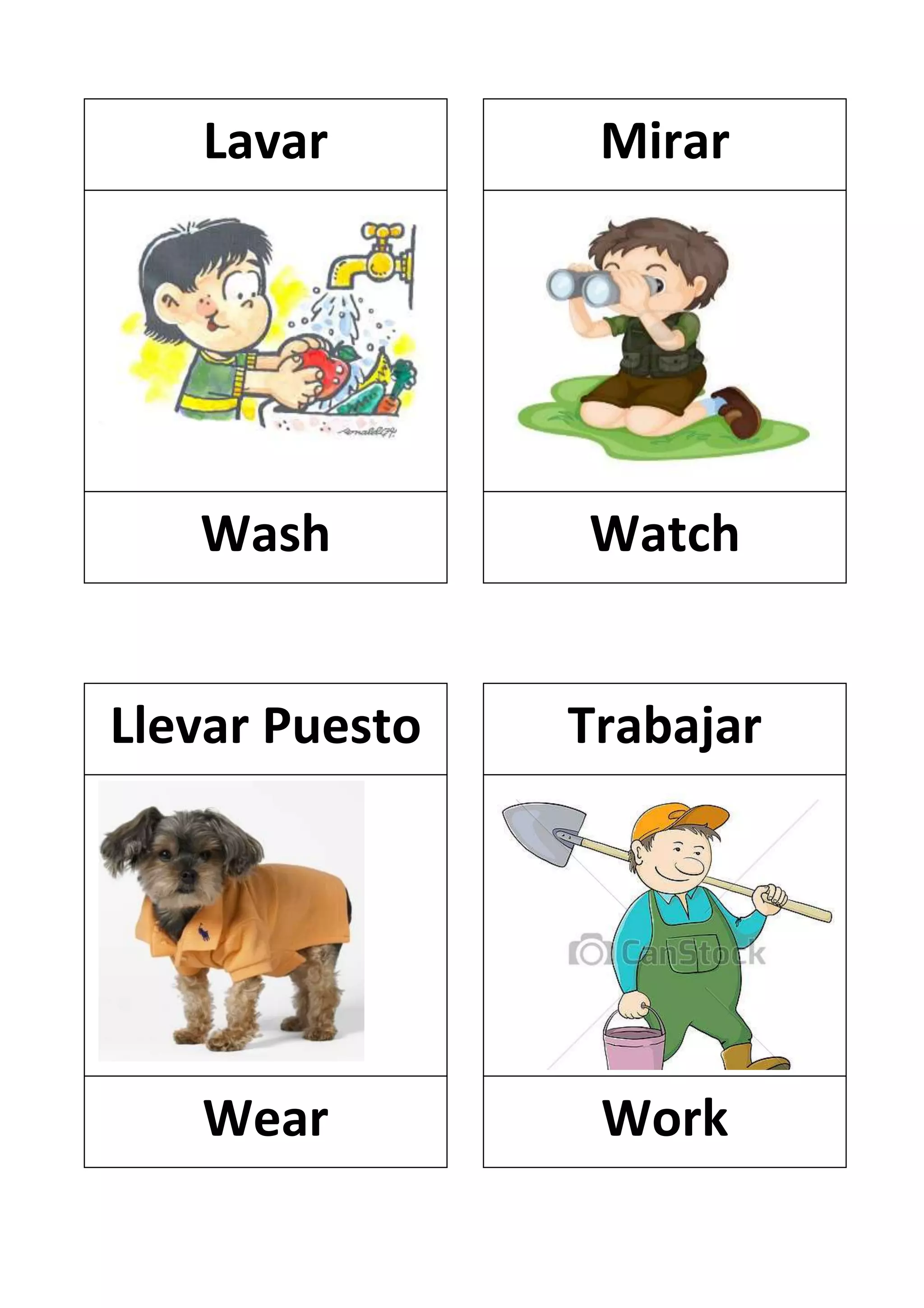 Verbos en ingles con dibujos | DOCX