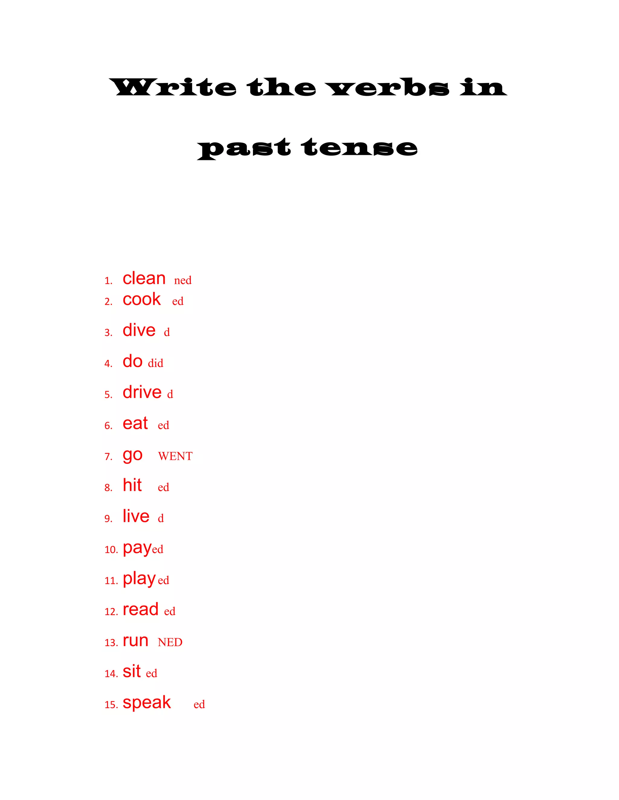 Verbos en pasado | PDF