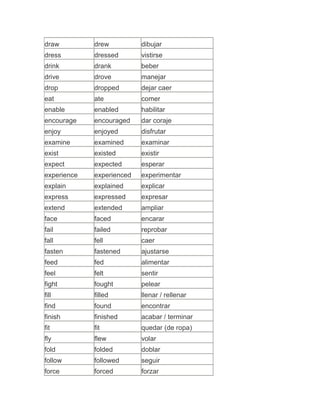 Verbos en pasado simple | DOCX