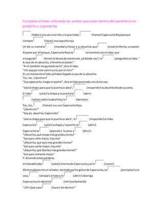 Verbos en preterito y copreterito | DOCX