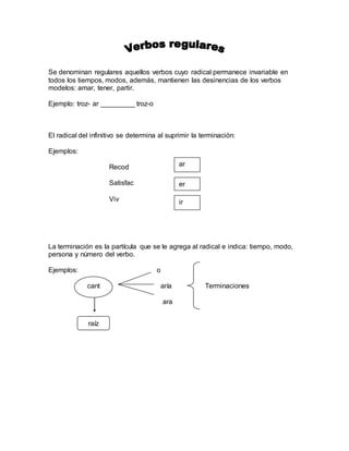 Verbos regulares e irregulares | DOCX