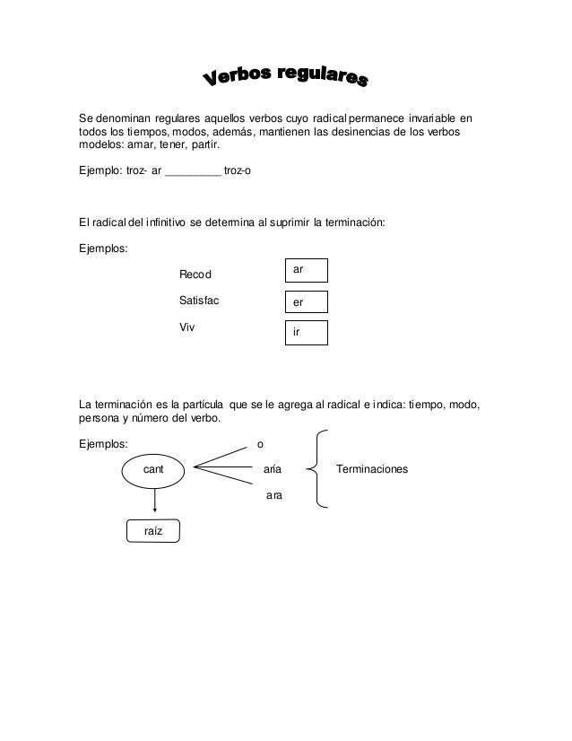 Verbos Regulares E Irregulares Definicion Y Ejemplos Opciones De Ejemplo