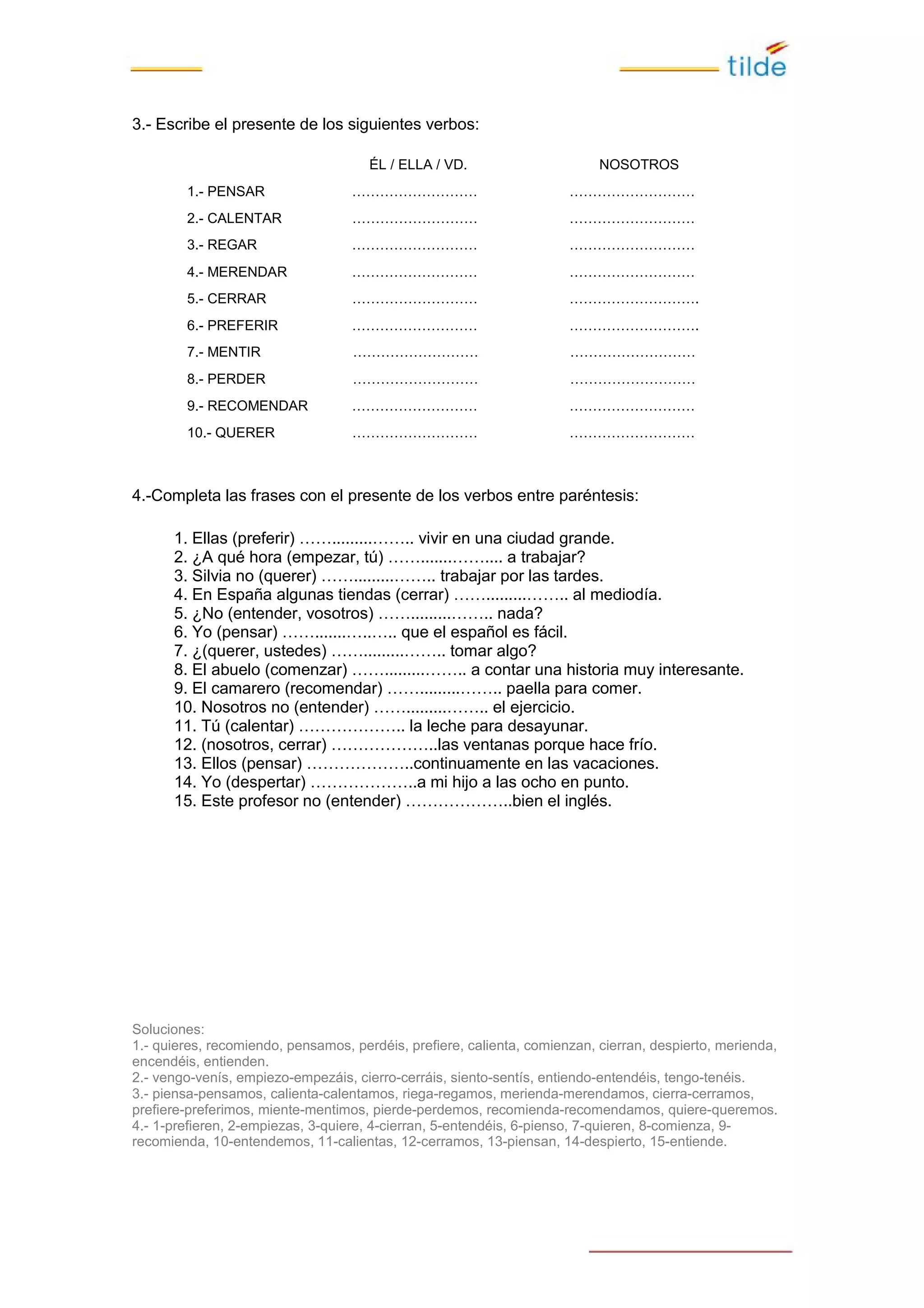 Verbos irregulares y ejercicios de práctica.blog de hispanistas de ...