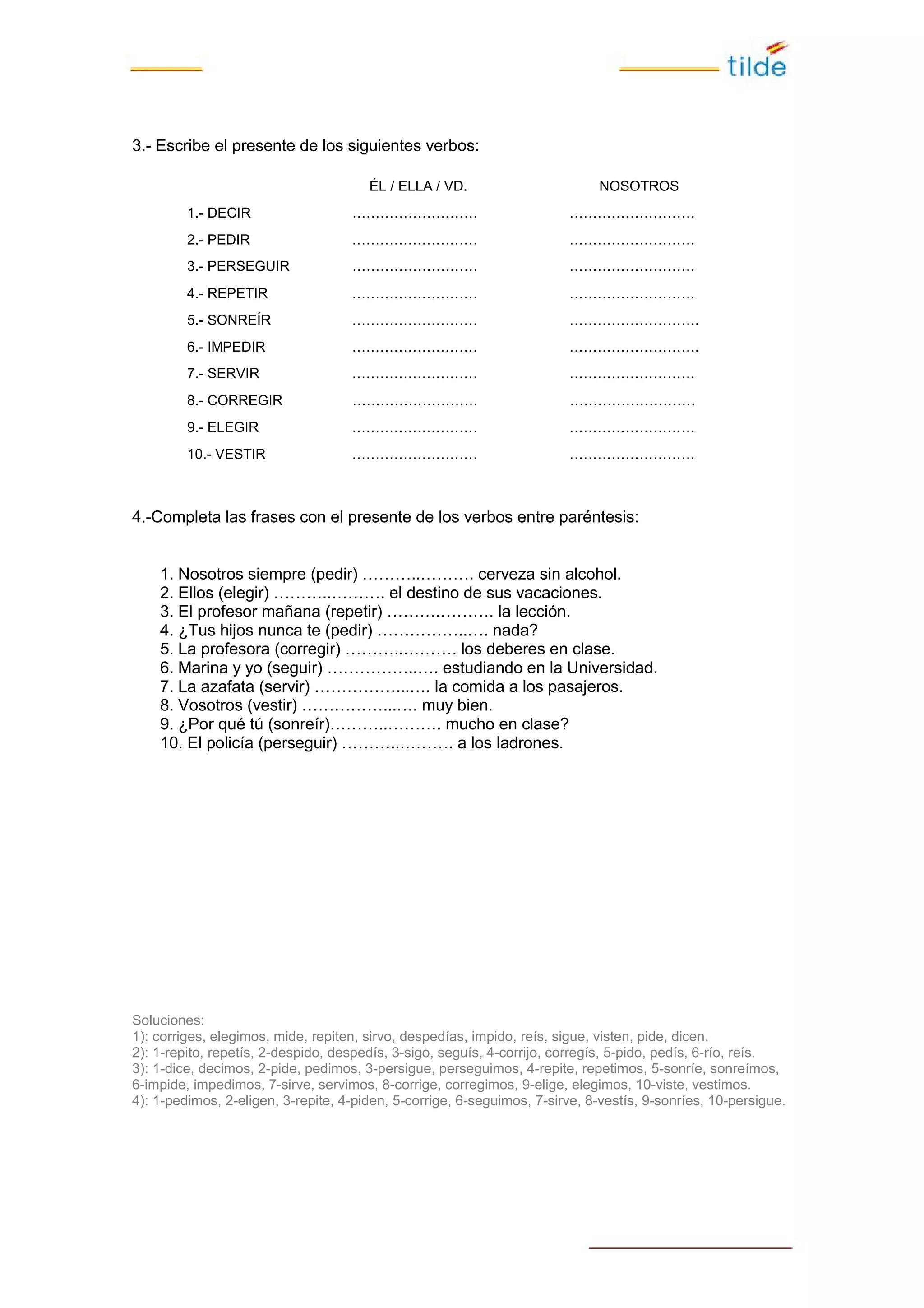 Verbos irregulares y ejercicios de práctica.blog de hispanistas de ...