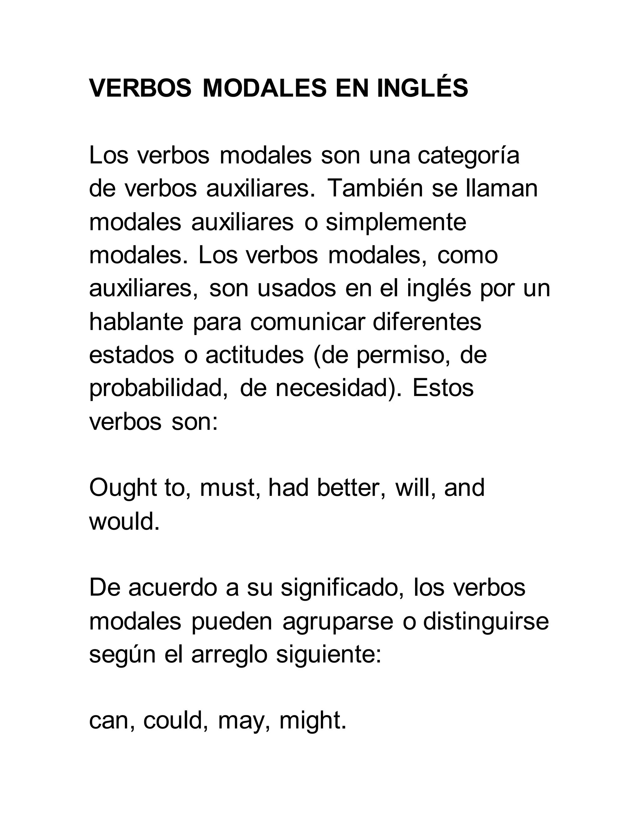 Verbos modales en inglés | PDF
