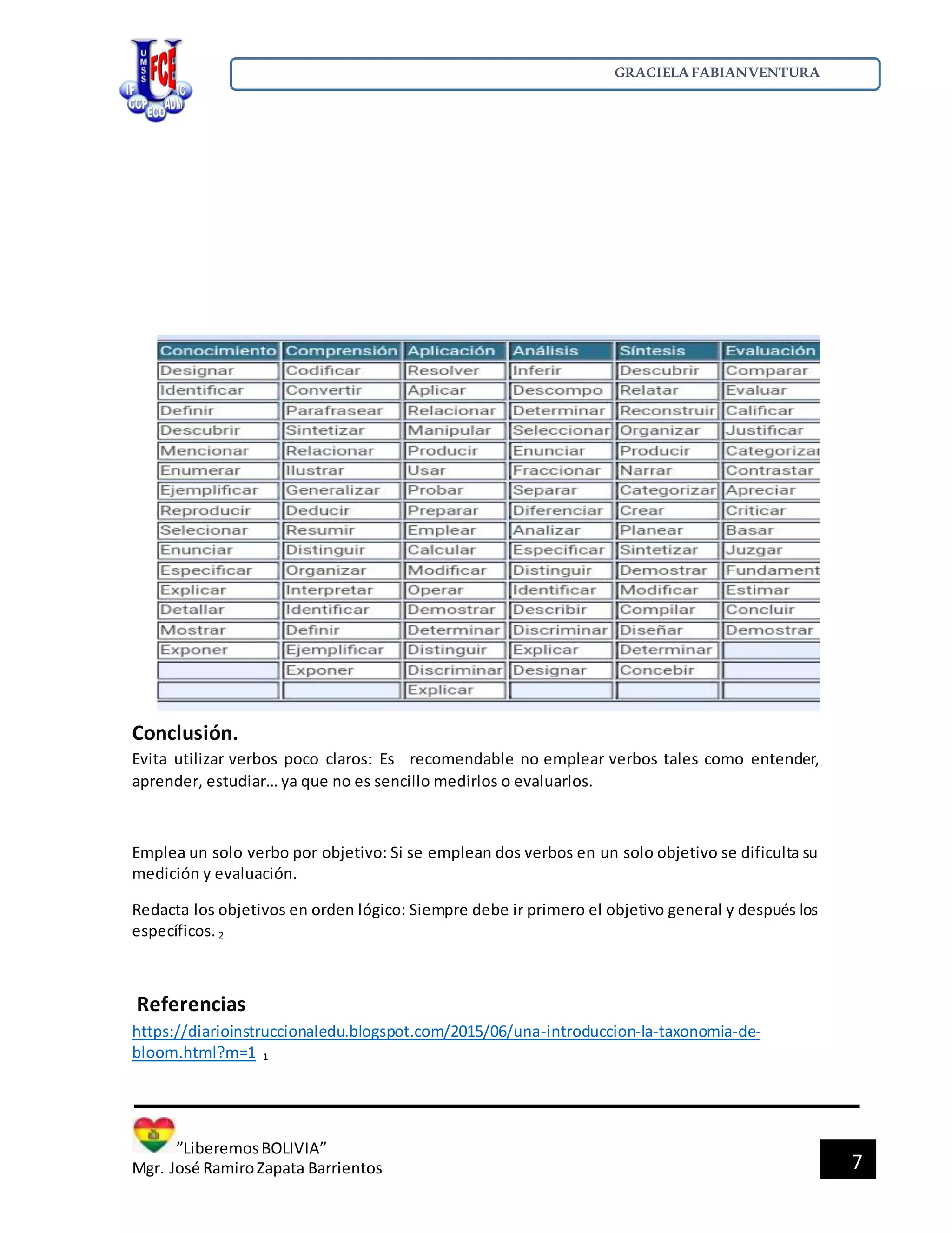 Verbos para fijar objetivos | PDF