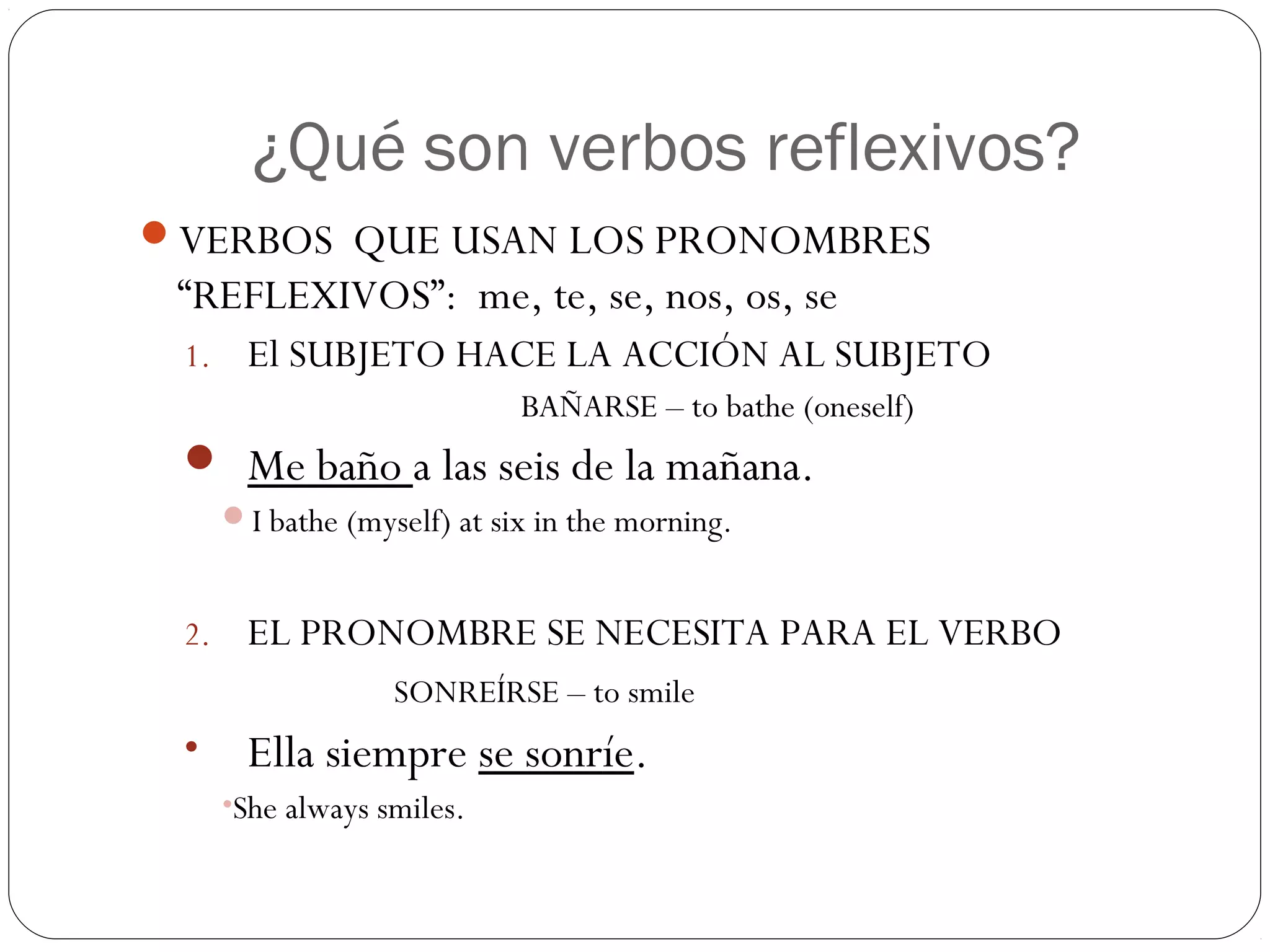 Verbos reflexivos en el presente | PPT