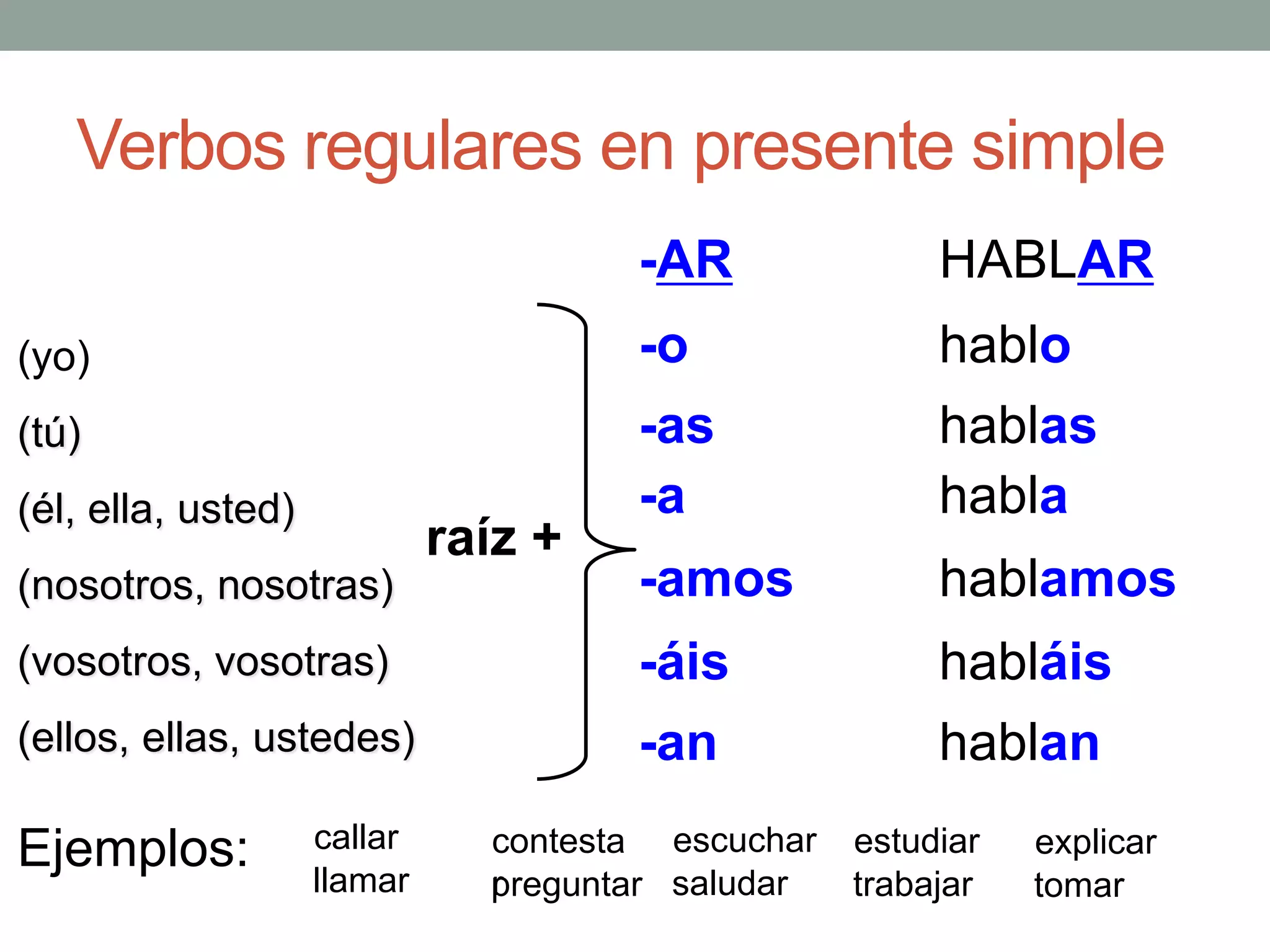 Verbos regulares en presente simple | PPTX