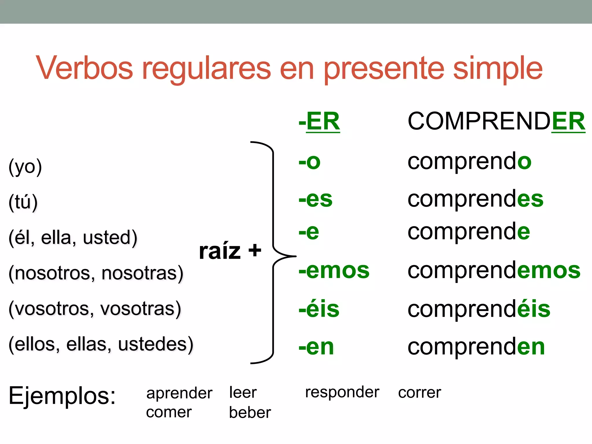 Verbos regulares en presente simple | PPTX