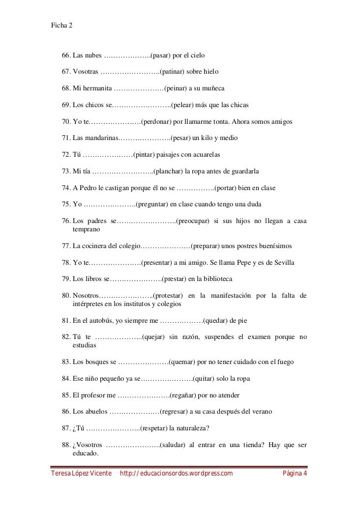 Verbos Regulares En Espanol Ejercicios Para Imprimir - Citas Adultos En ...