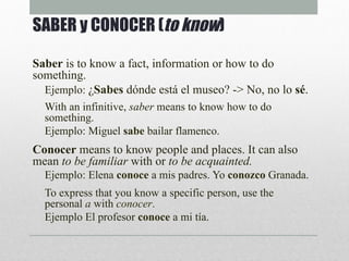 Verbos saber y conocer | PDF
