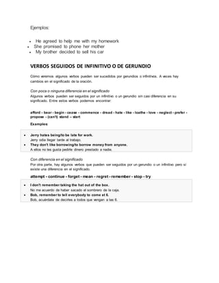 Verbos seguidos de infinitivo y gerundio | DOCX