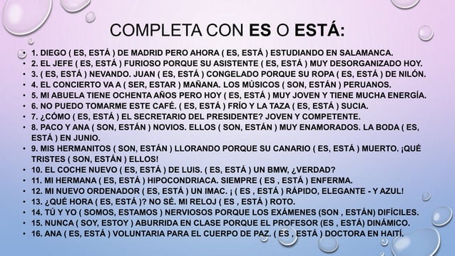 Verbos ser, estar, tener y llamarse | PPT Verbos ser, estar, tener y llamarse | PPT