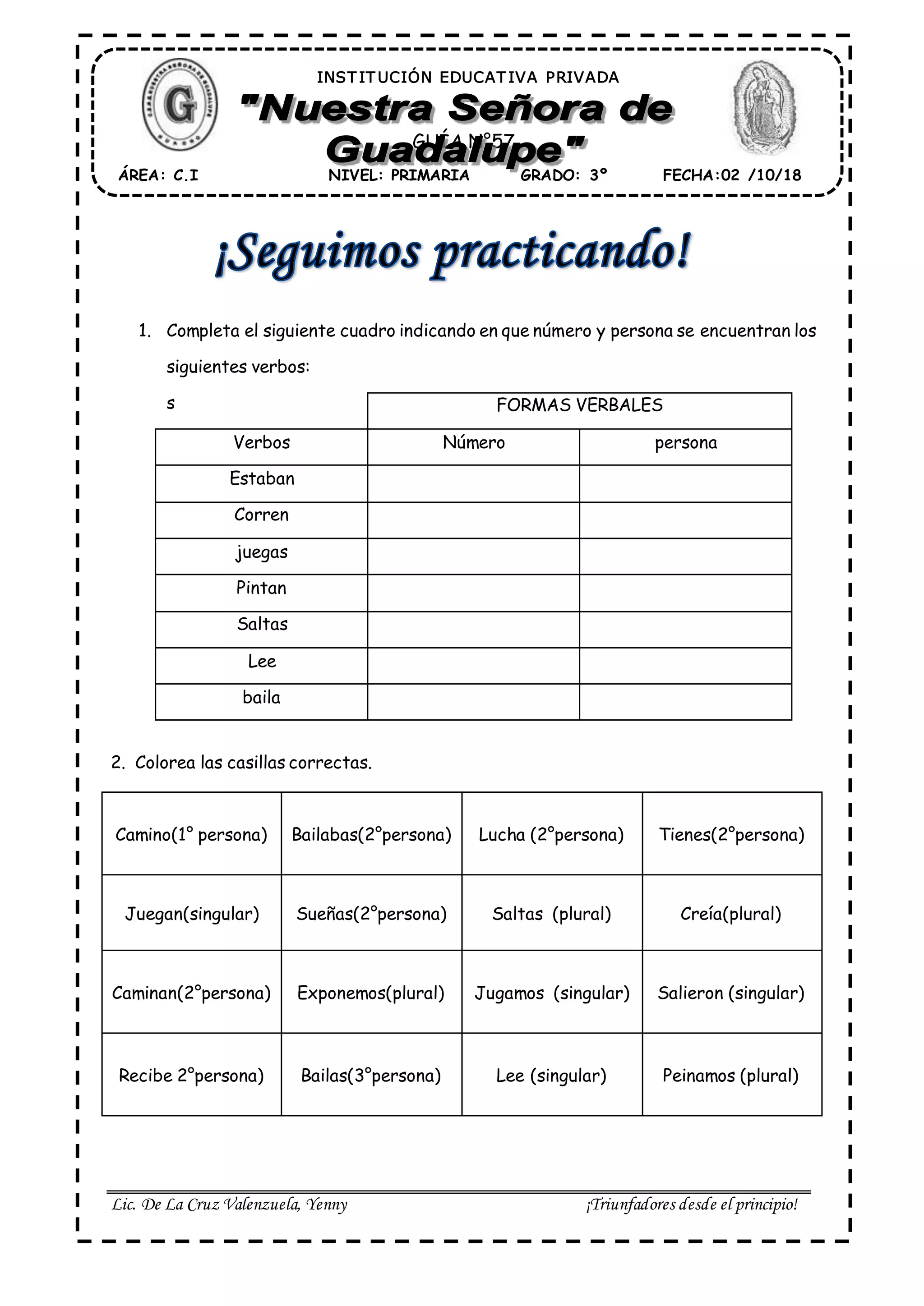 Verbos tarea 2 | DOCX