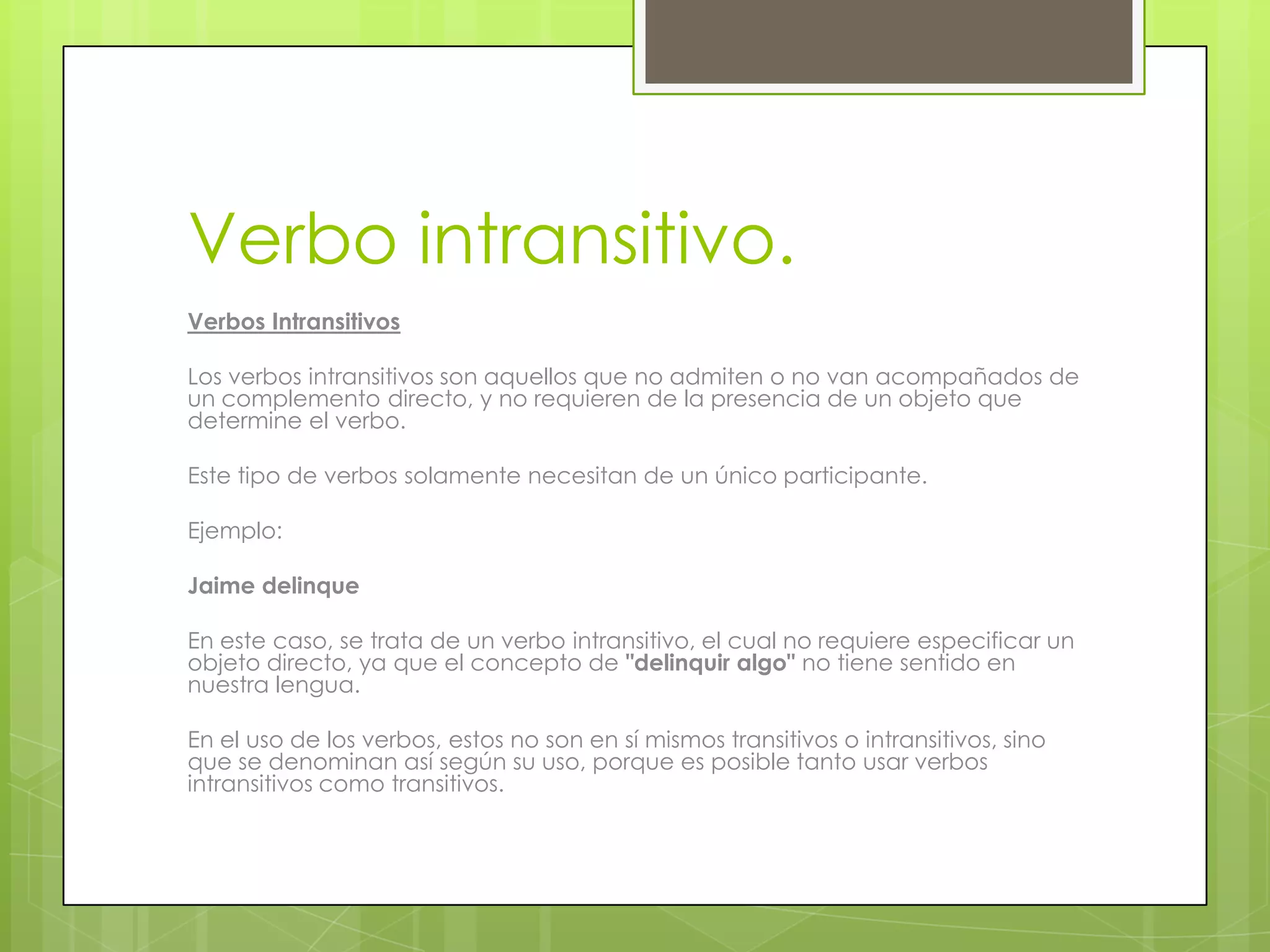 Verbo transitivo | PPT