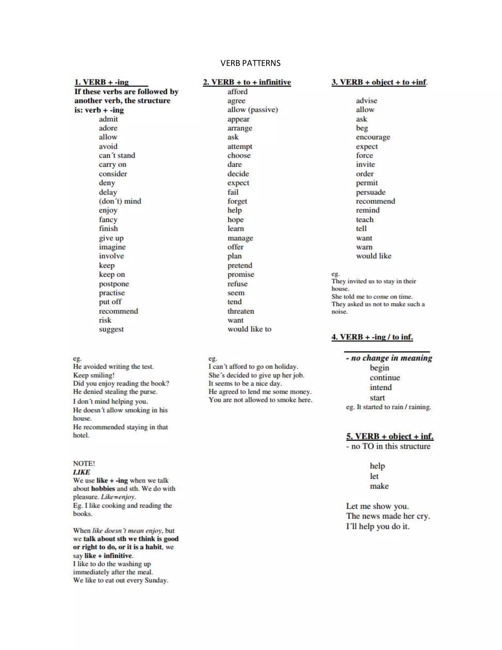 VERB PATTERnS | DOCX