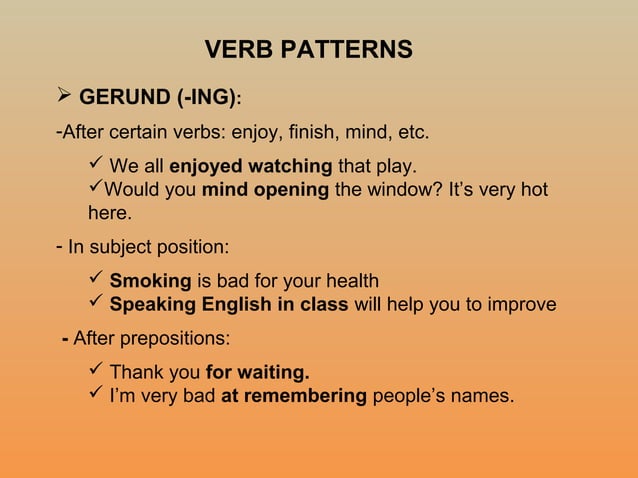 Verb patterns 8 c_revision and more | PPT