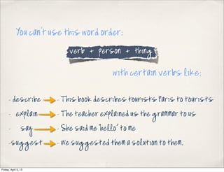 Introduction to Verb Patterns: Verbs that take 2 objects | PDF