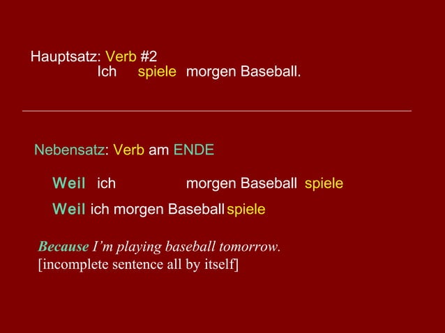 Position of the German Verb, Verbposition | PPT