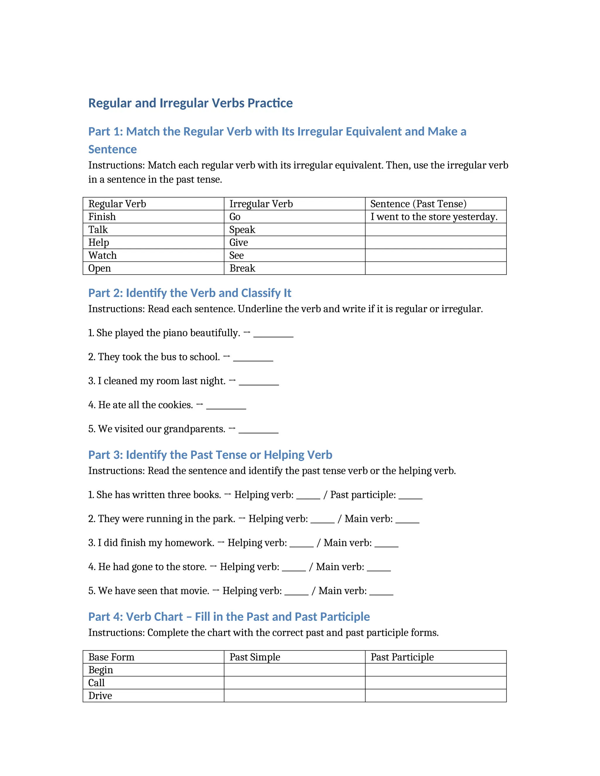 Verb_Practice_English. verbos irregulares docx | DOCX