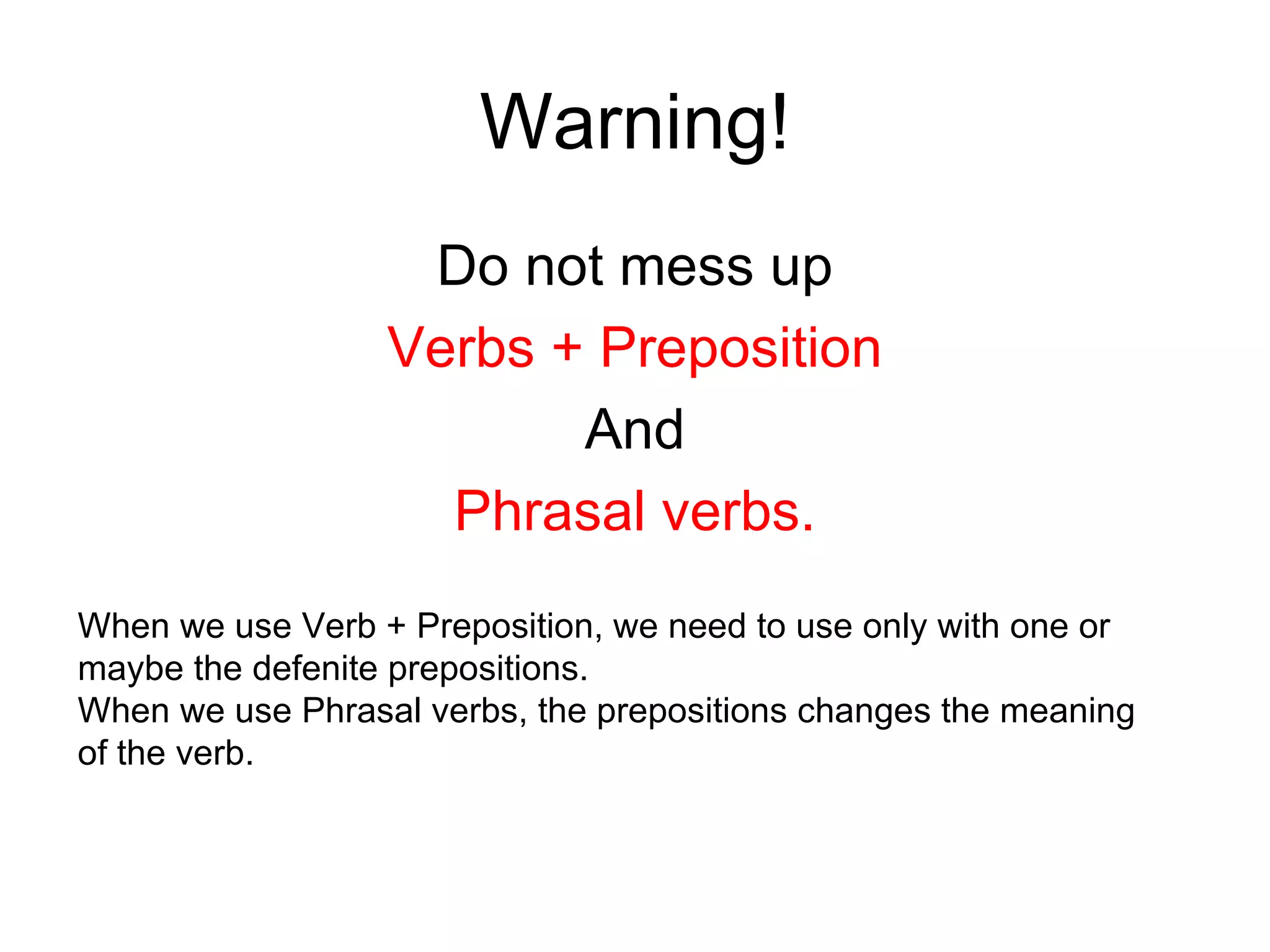 Verb + preposition | PPT