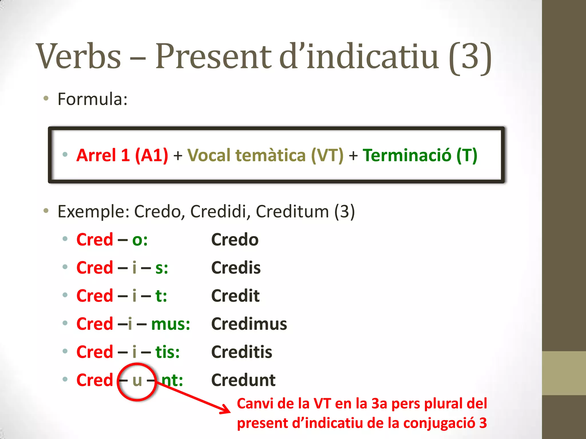 Verbs : Present i imperfet d'indicatiu | PPTX